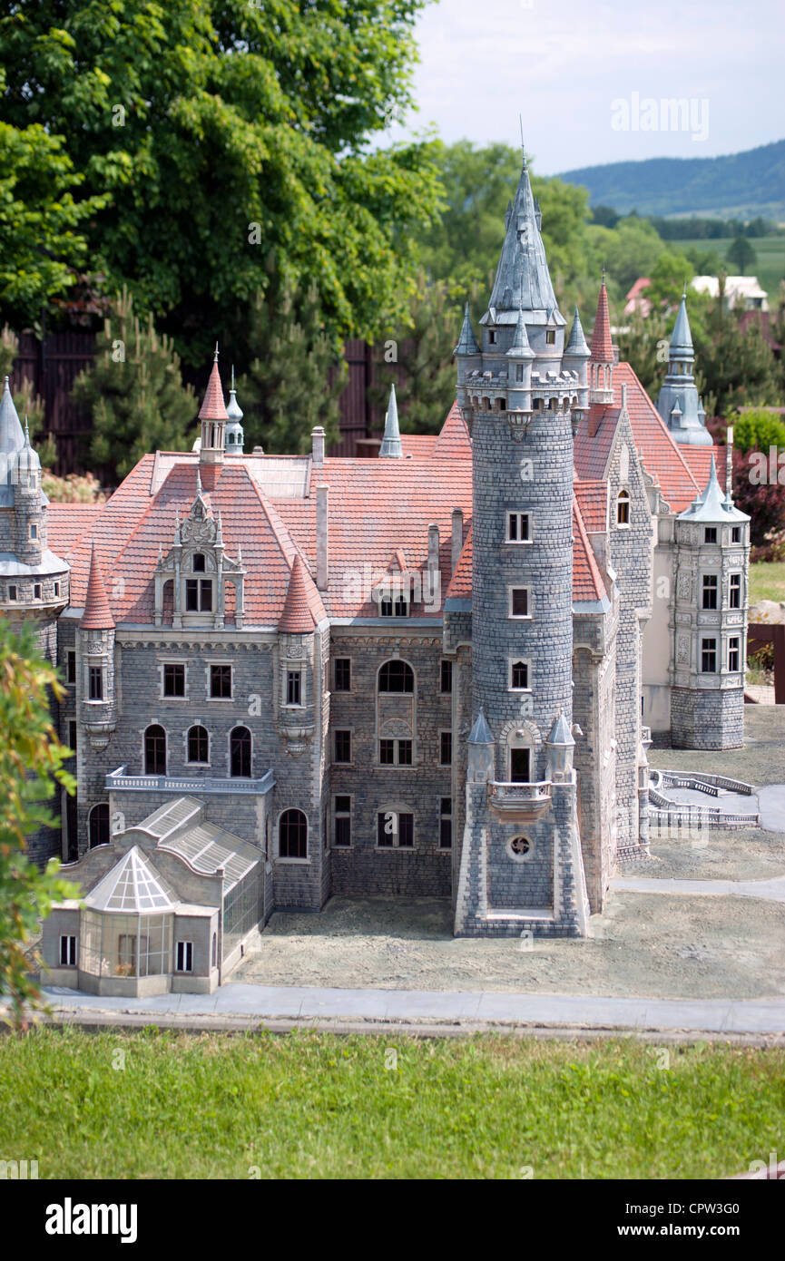 The Castle miniature with Moszna in Miniature Park in Inwald in Poland ...