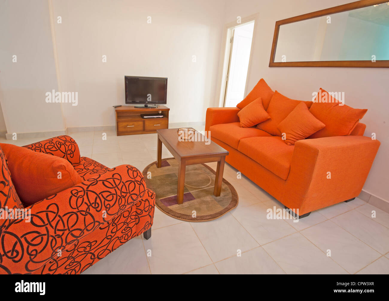 Luxury show home apartment showing living room interior design Stock ...