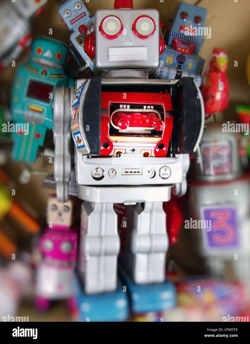 box of old tin toys Stock Photo - Alamy