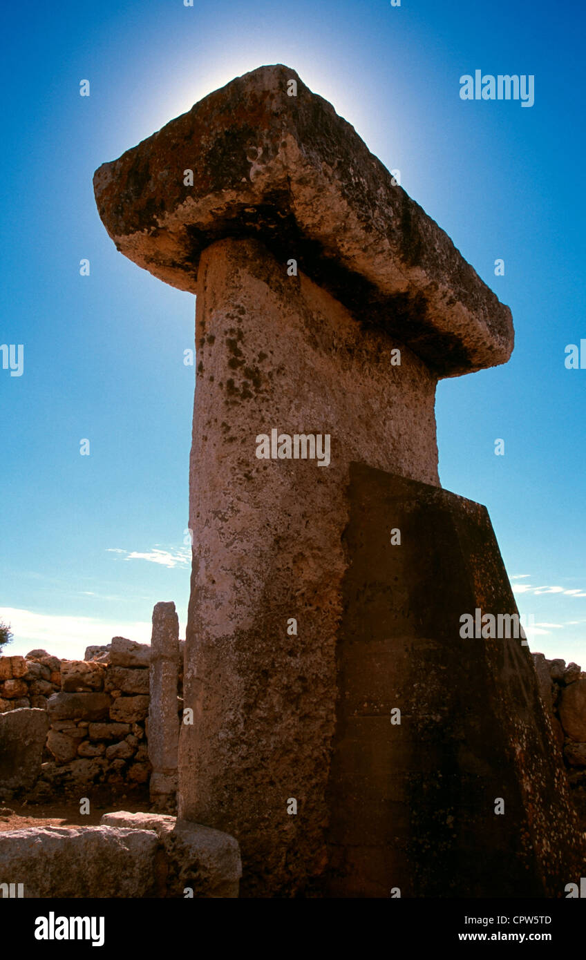 Taula in the Talayotic site of Trepuco Menorca Balaeric islands, Spain ...
