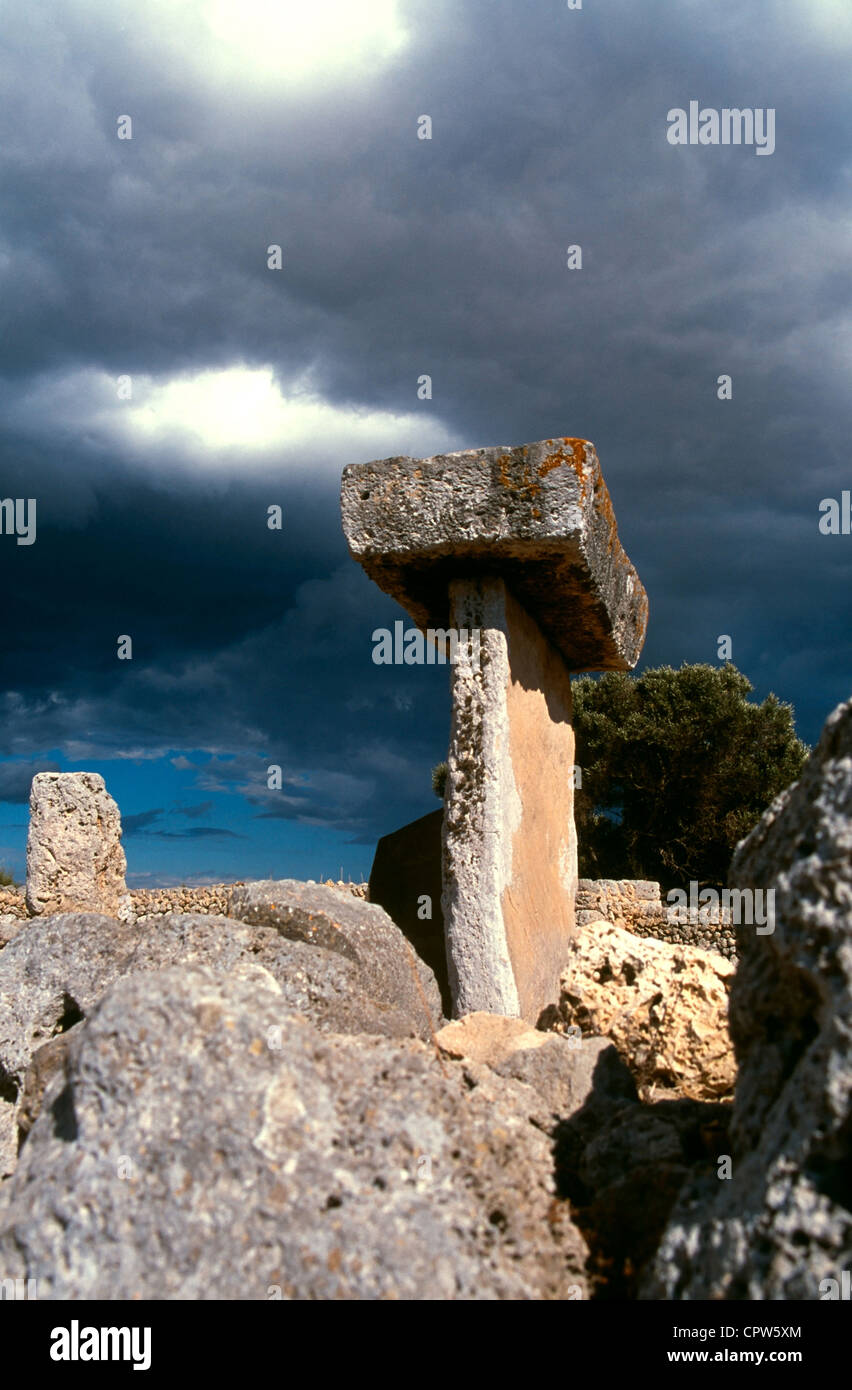 Taula in the Talayotic site of Trepuco Menorca Balaeric islands, Spain ...