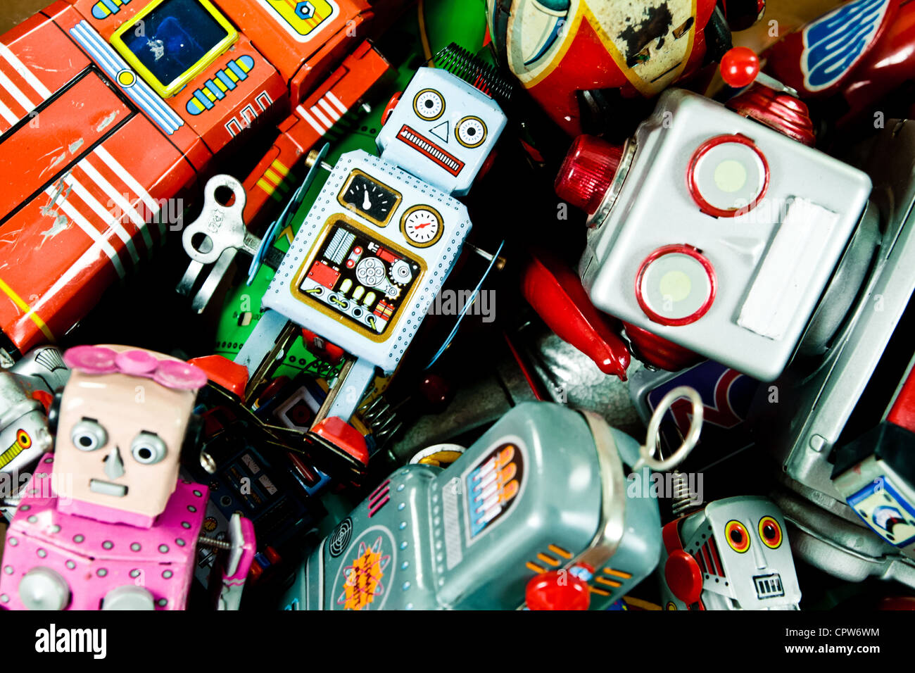 box of old tin toys Stock Photo - Alamy