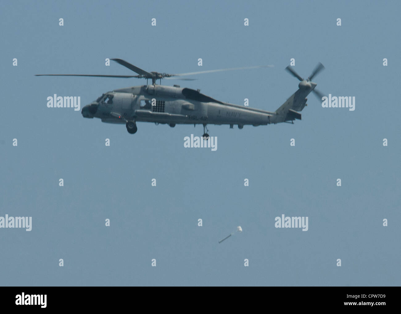 A U.S. Navy SH-60B Seahawk helicopter assigned to Helicopter Anti ...