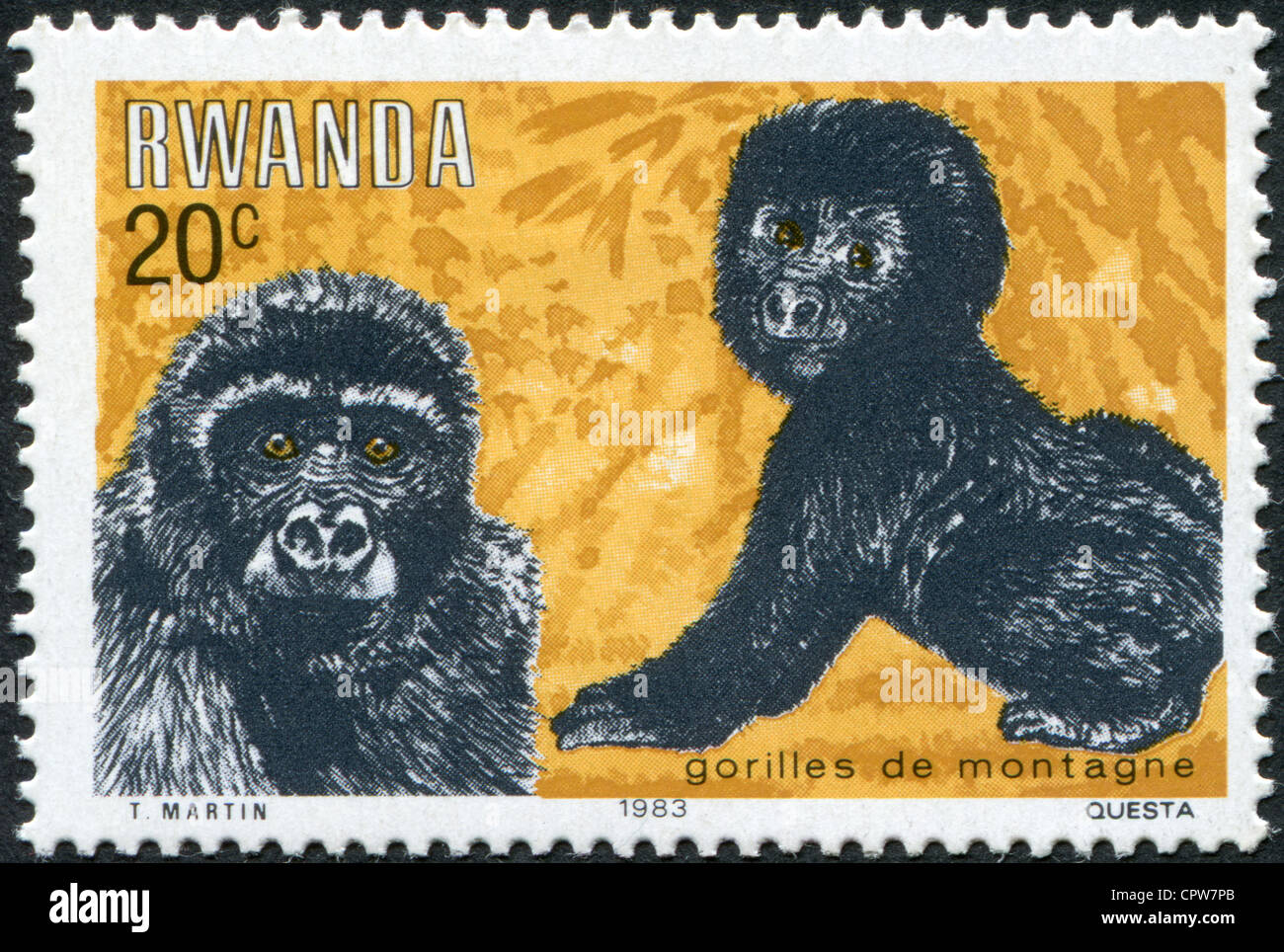 RWANDA - CIRCA 1983: Postage stamps printed in Rwanda, shows a young ...
