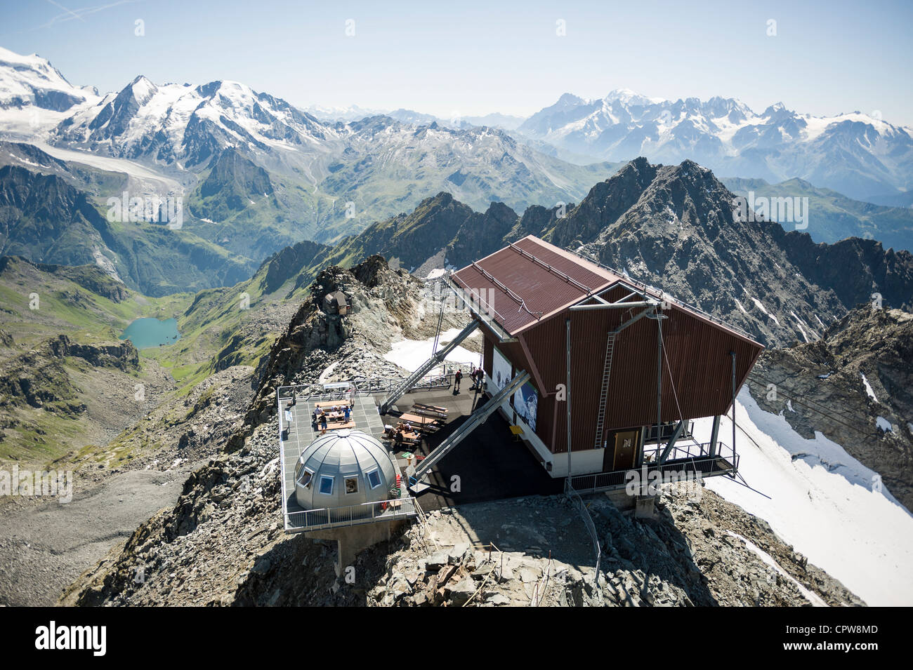 Summit station high above Verbier, Swiss mountains, Switzerland Stock ...