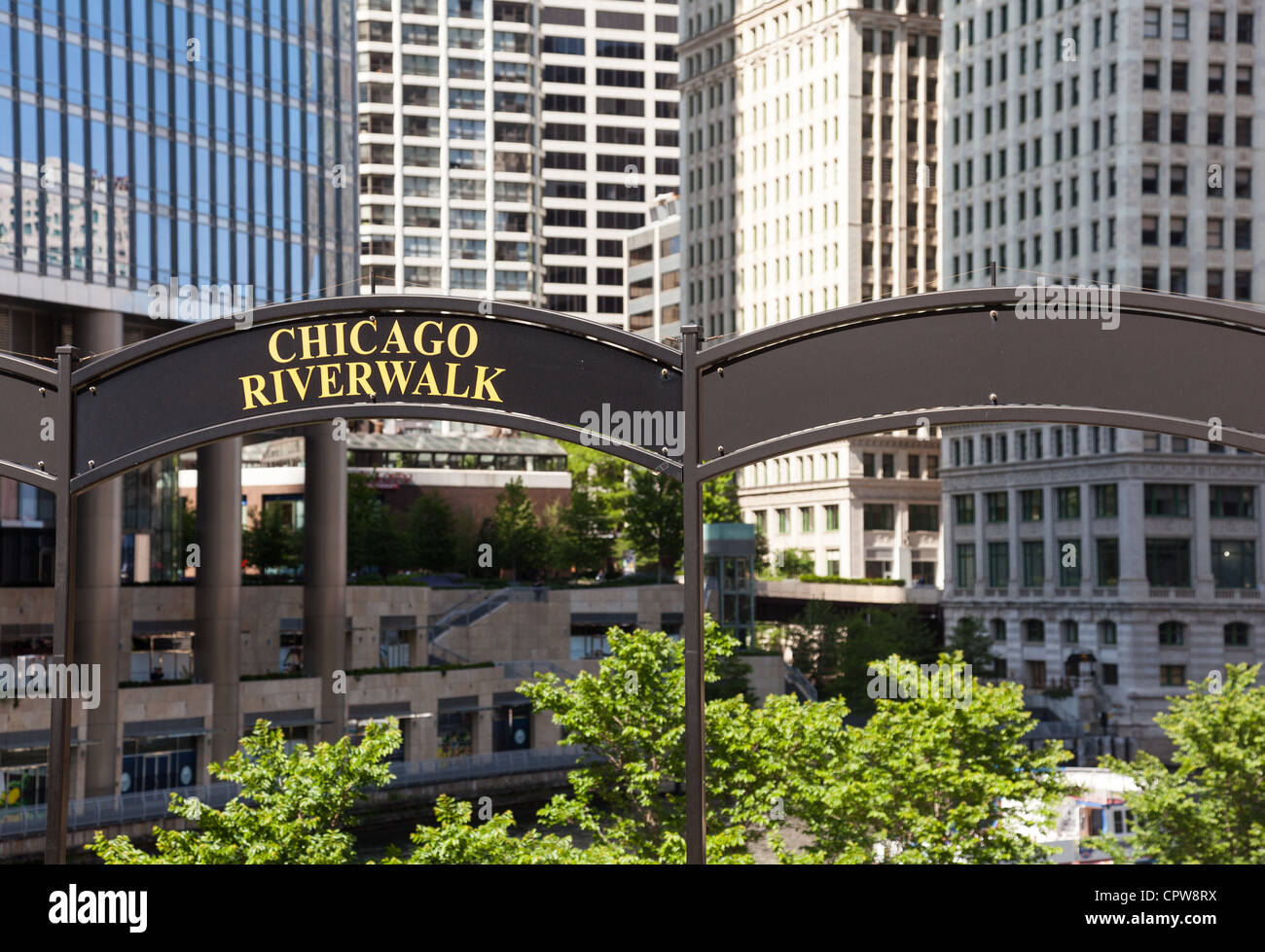 Chicago riverwalk sign hi-res stock photography and images - Alamy