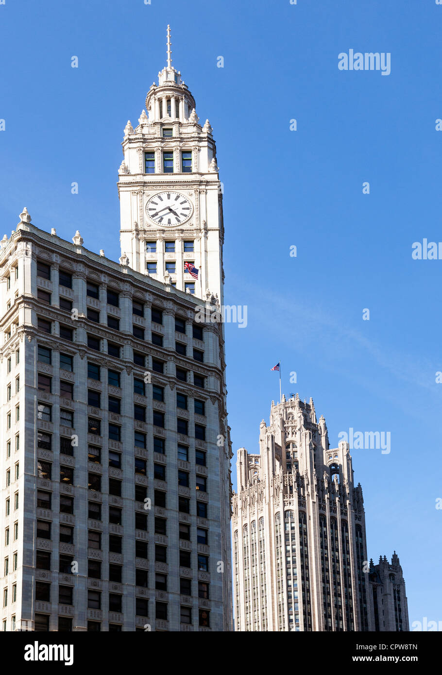 Chicago wrigley clock tower hi-res stock photography and images - Alamy