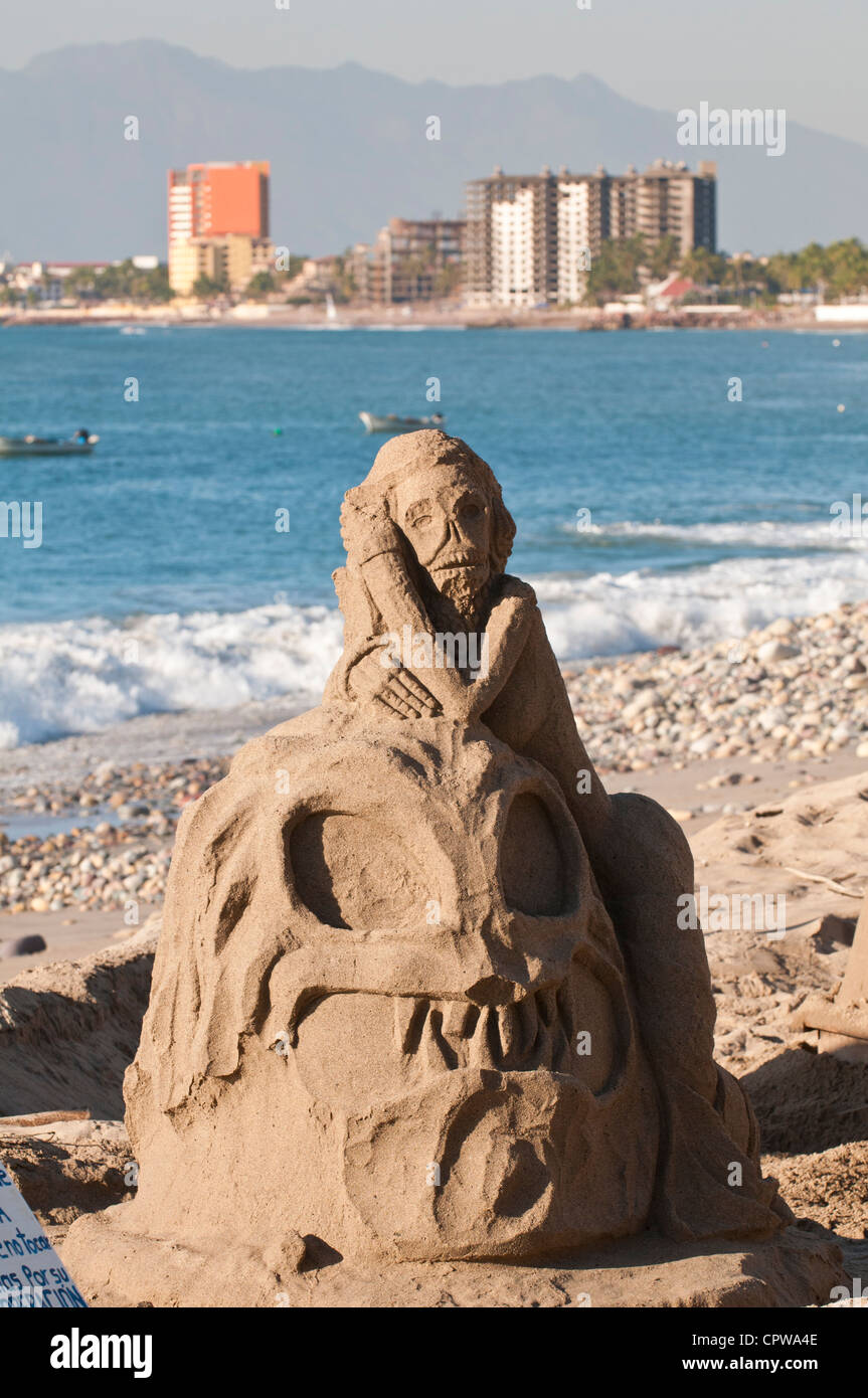 Mexico, Puerto Vallarta. Sand sculptures on Playa Los Muertos, Puerto ...