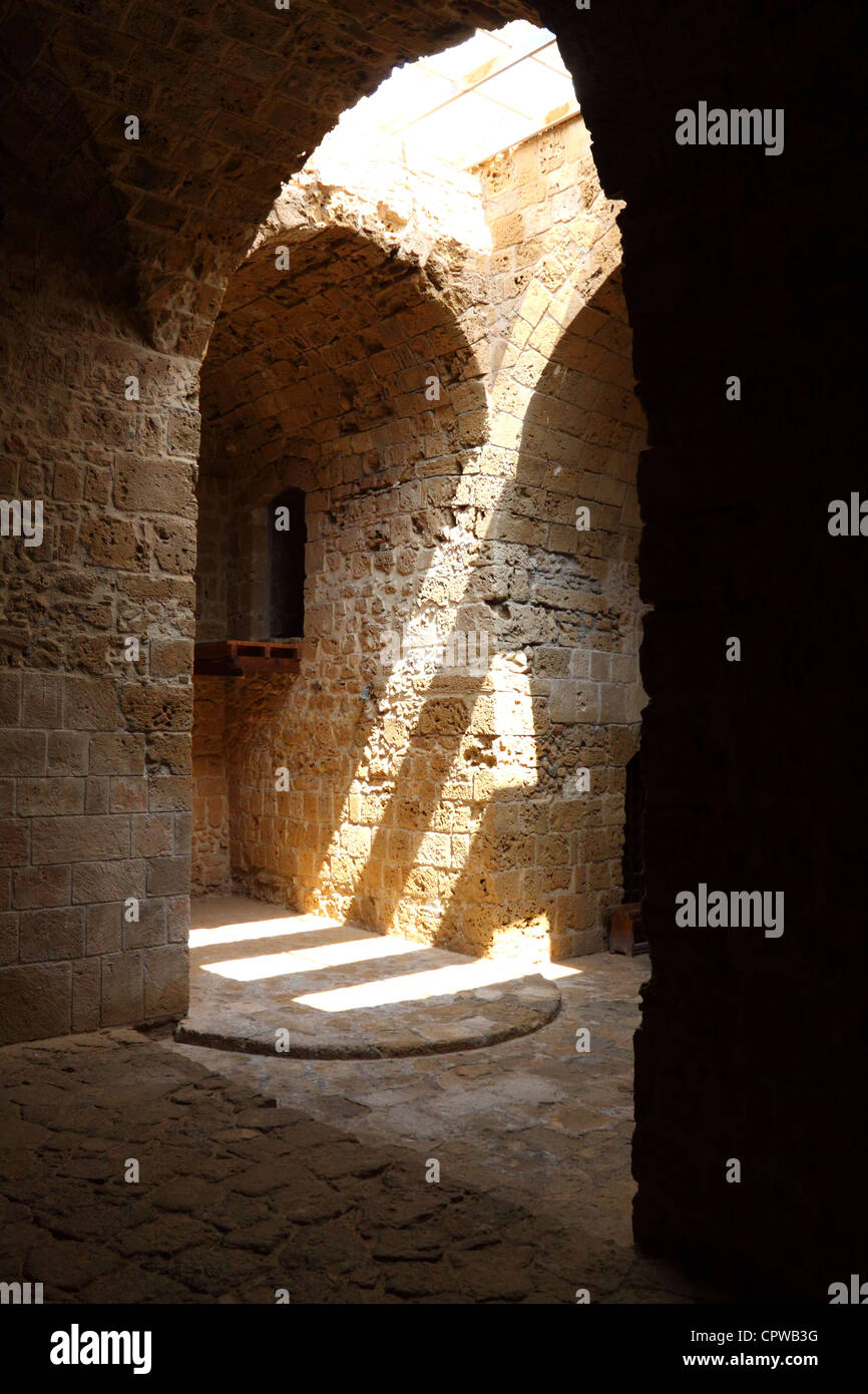 Sunlight streaming into the interior of Paphos Castle, Cyprus Stock ...