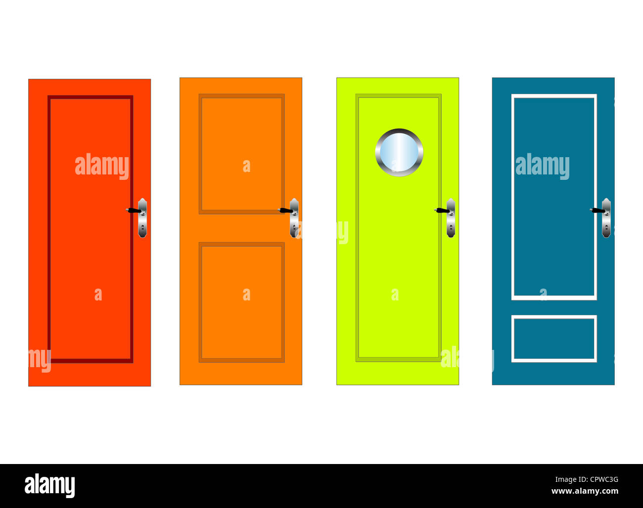 Colorful vector doors with panels Stock Photo - Alamy