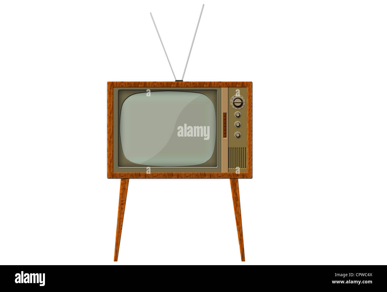 Analog retro TV with wood frame Stock Photo - Alamy