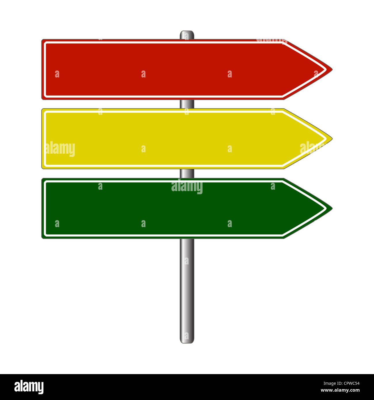 Put your text on the road signs, red, yellow and green arrow road signs ...