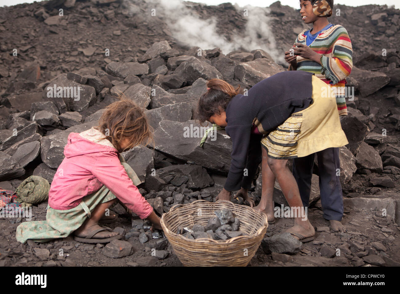 Child coal collector work, Jharia, Dhanbad, Jharkhand, India Stock ...