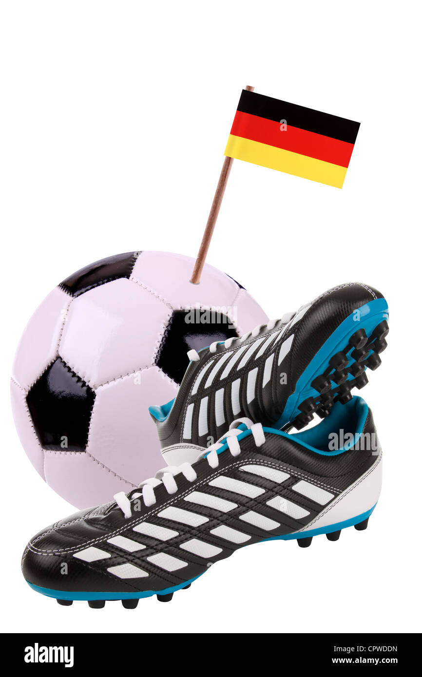 Pair of cleats or football boots with a small flag of Germany Stock ...