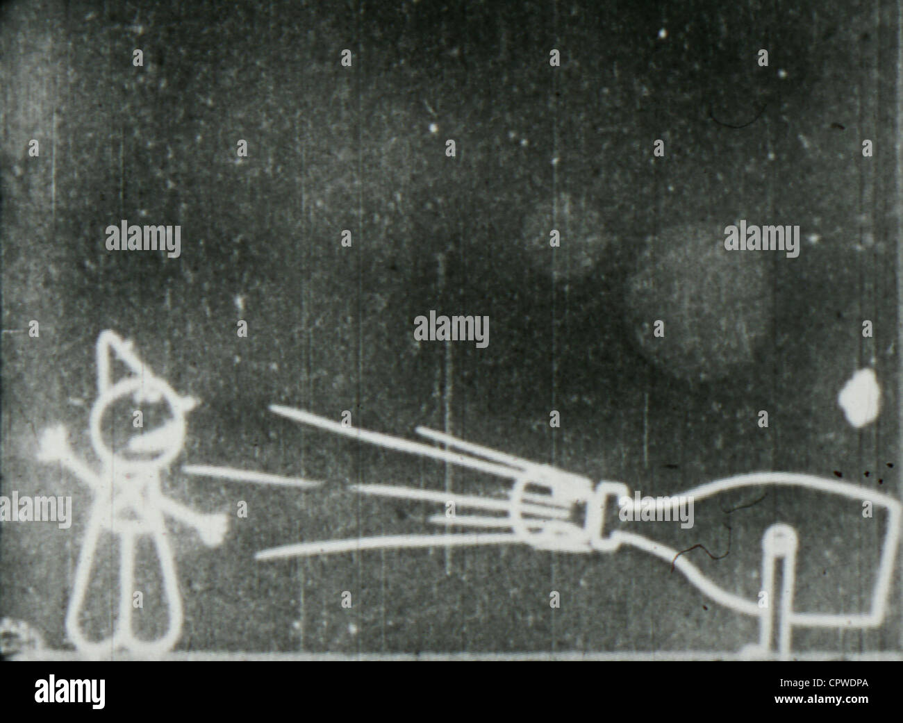 Film still from Emile Cohl's A Fantasty (1908) or Fantasmagorie, the ...