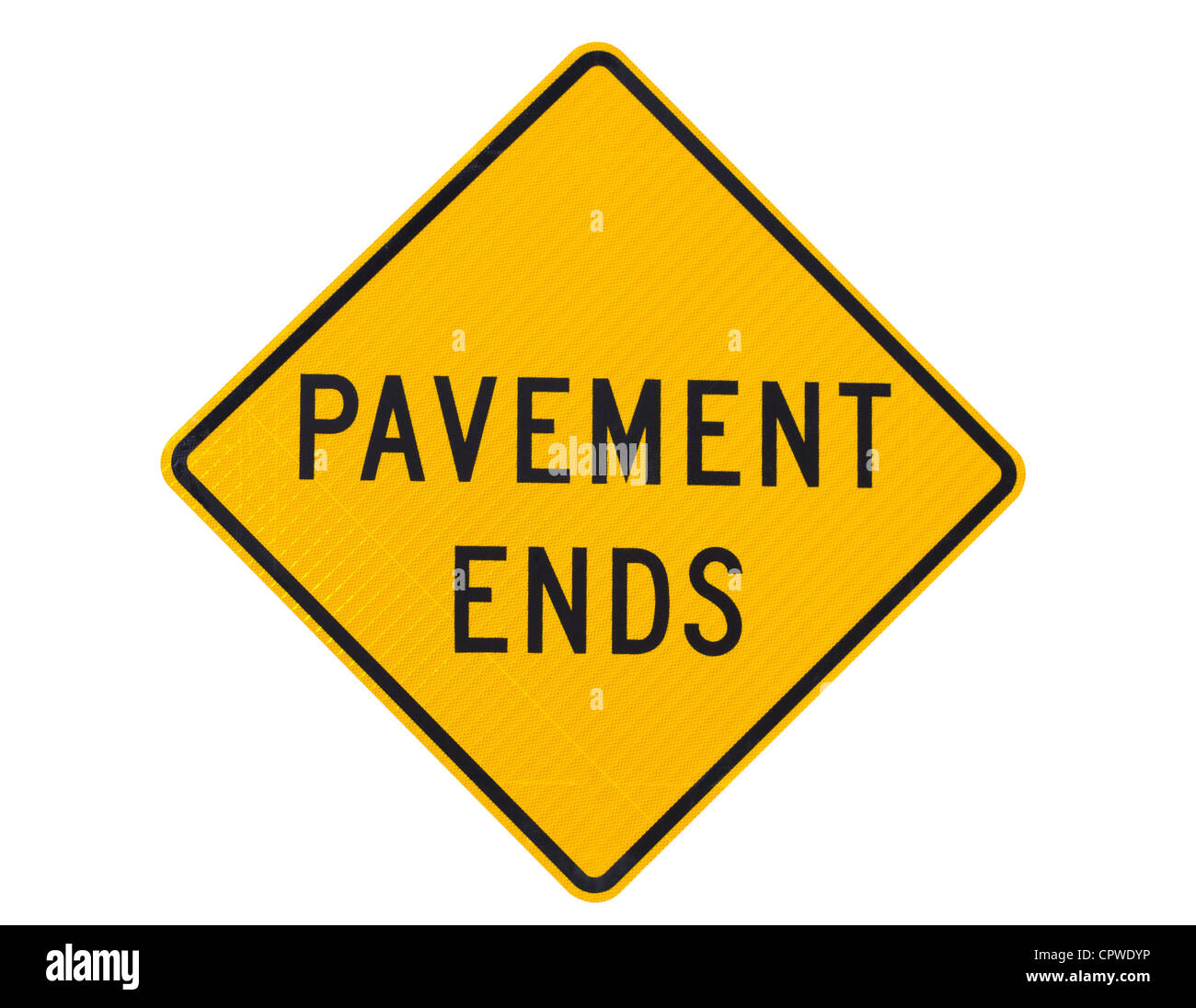 Pavement ends warning sign roadside sign Stock Photo - Alamy