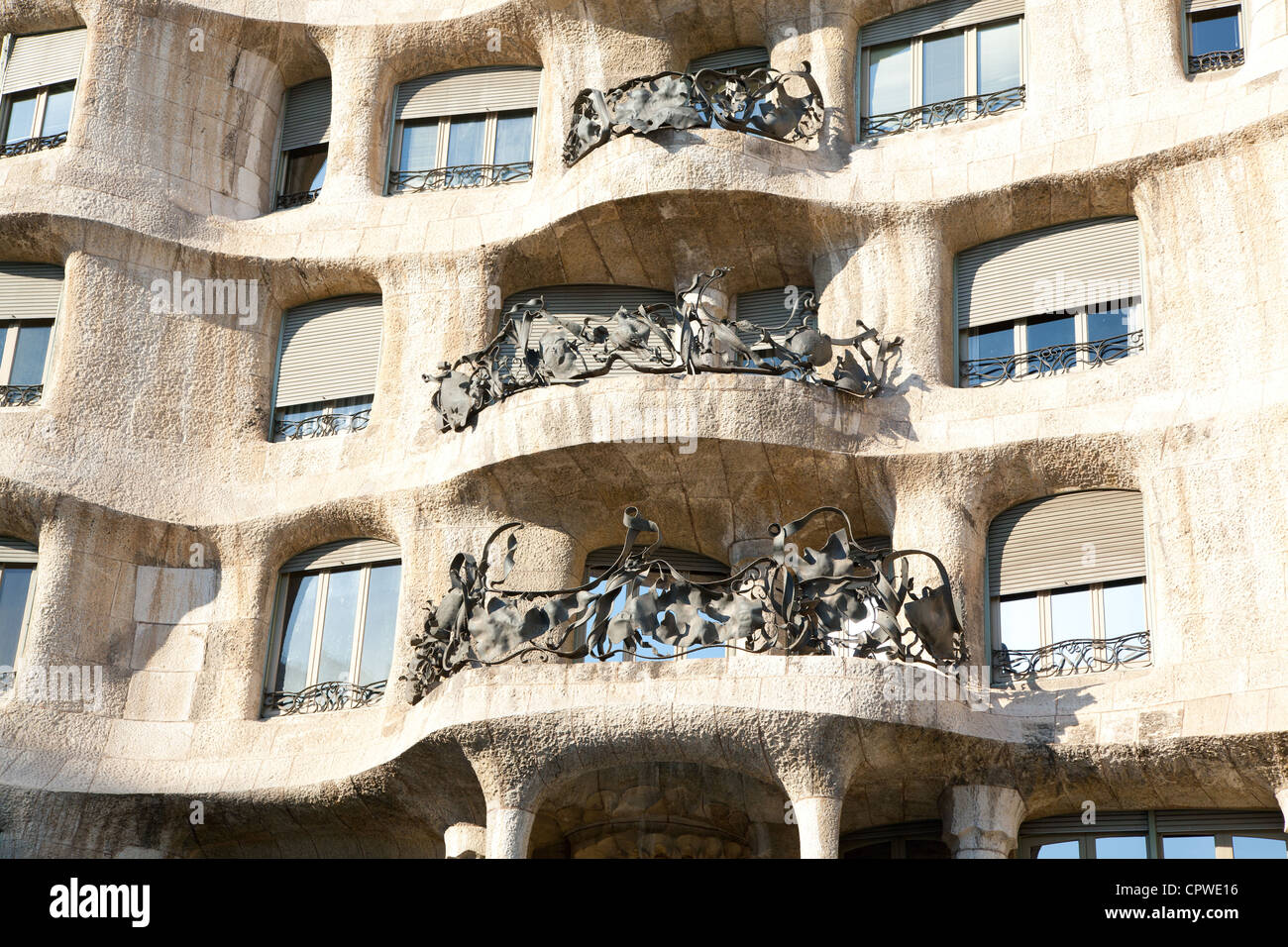 Barcelona La Pedrera facade by Gaudi architect in Paseo de Gracia Stock Photo - Alamy