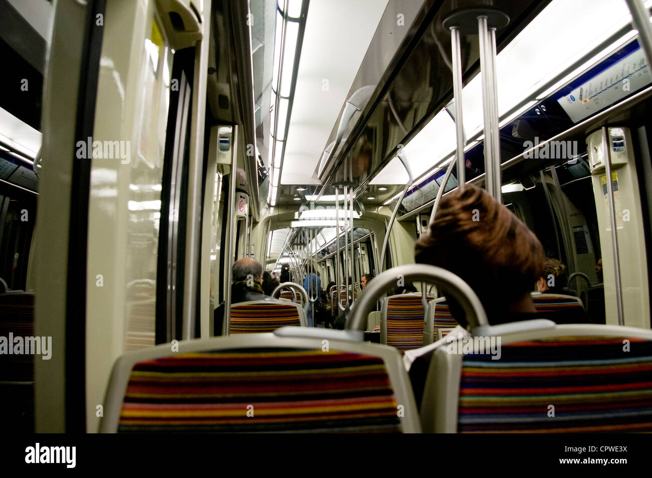 Inside metro car interior hi-res stock photography and images - Alamy