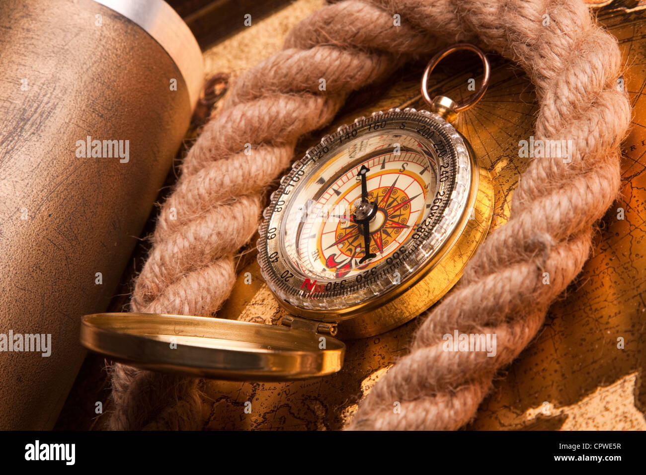 Old letter, map and globe Stock Photo - Alamy