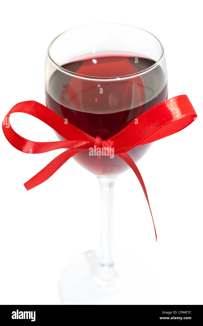 red ribbon on wine glass Stock Photo - Alamy