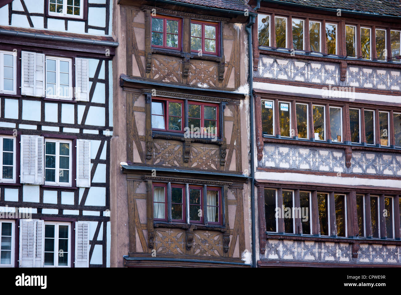 Traditional medieval architecture of timber-frame canalside buildings ...