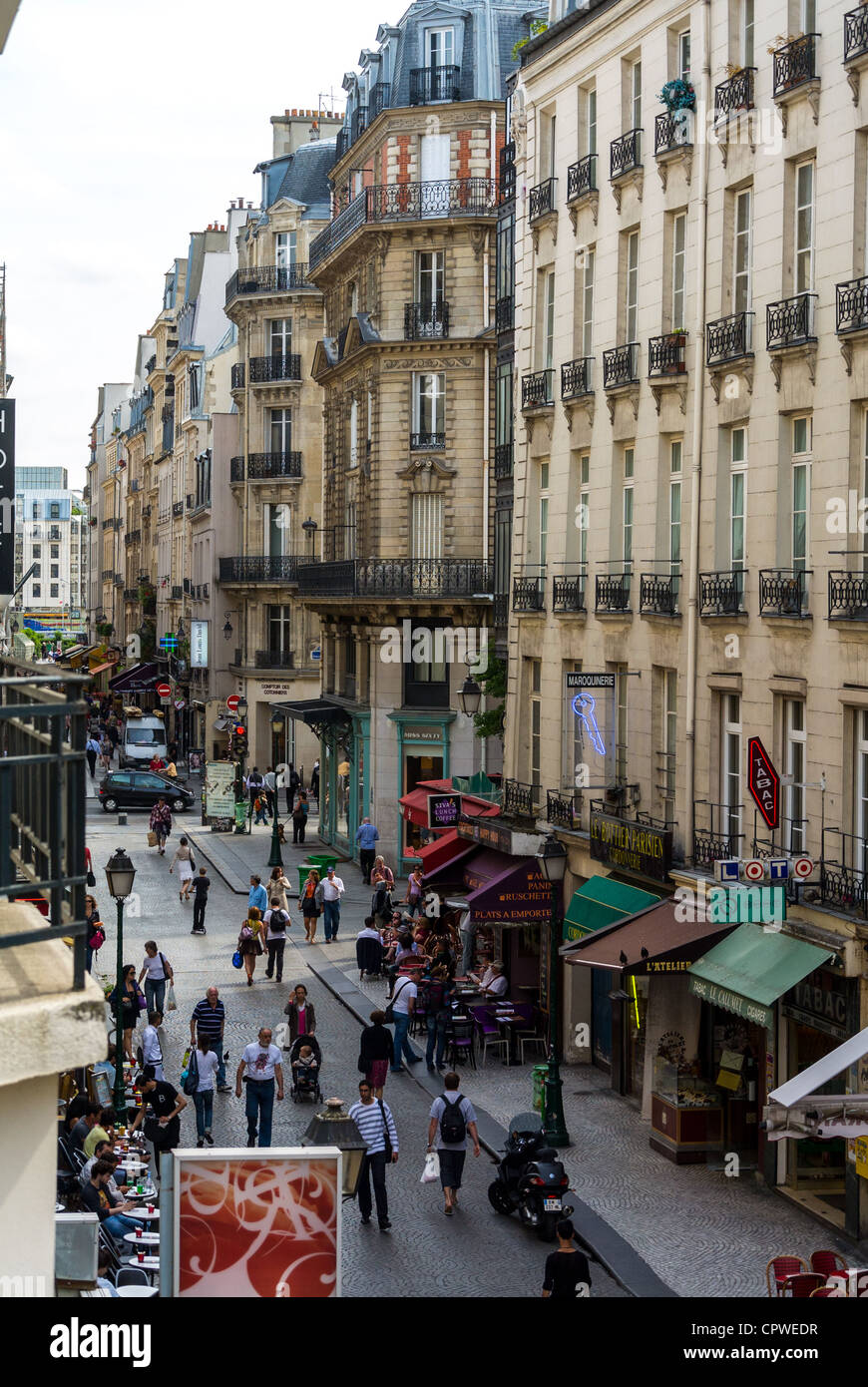 Paris, France, Pedestrian Street Scenes, (Rue Montorgeuil), Cobbled ...