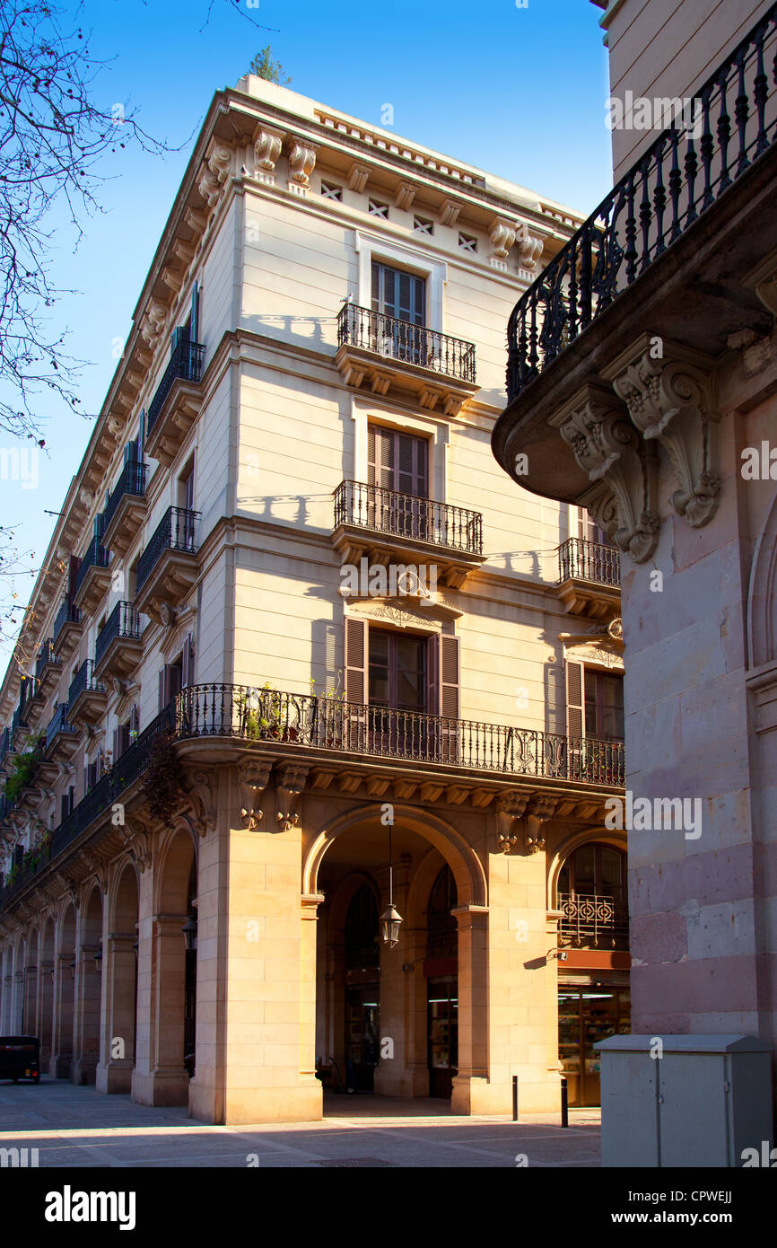 Barcelona Borne barrio arcade in street city details Stock Photo - Alamy