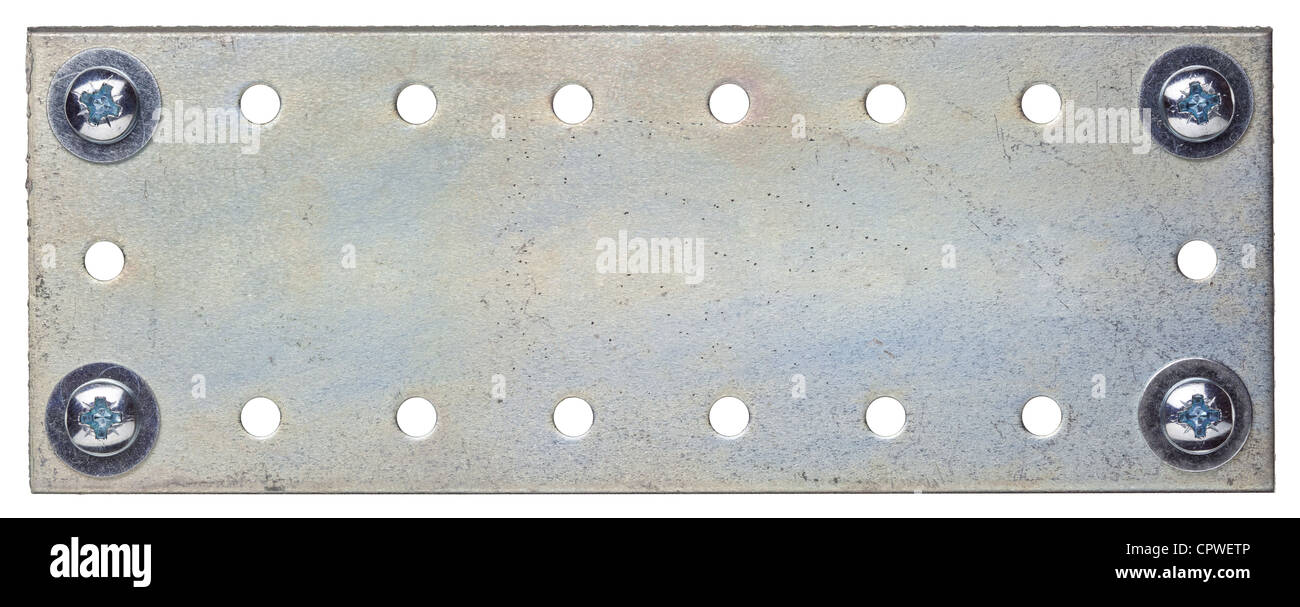 Metal plate texture with screws Stock Photo - Alamy