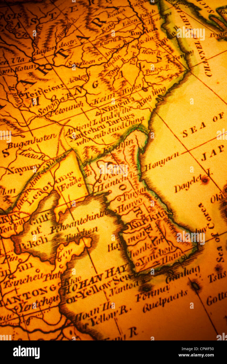 Old map of Korea and the coast of China. Map is from 1799 and is out of ...