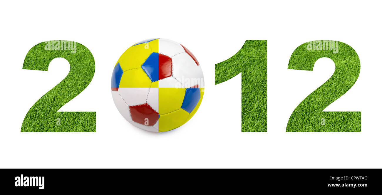 football 2012 championship from green grass texture Stock Photo - Alamy