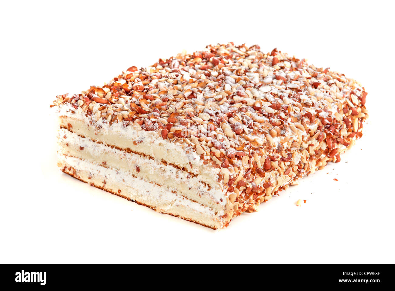 nuts cake closeup isolated on a white Stock Photo - Alamy