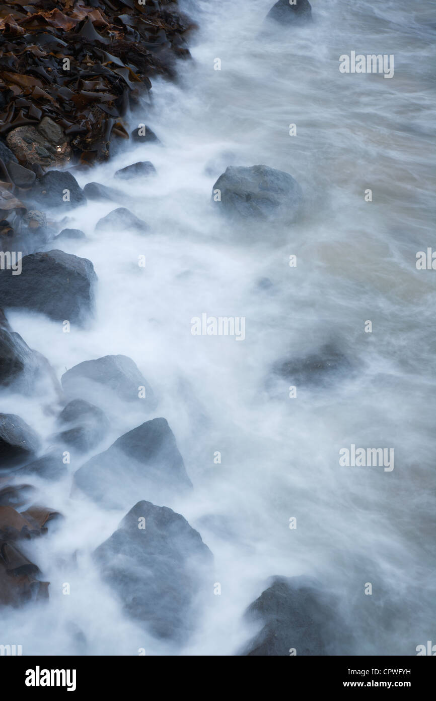 Waves hitting rocks on coastline along Great Ocean Road Australia ...