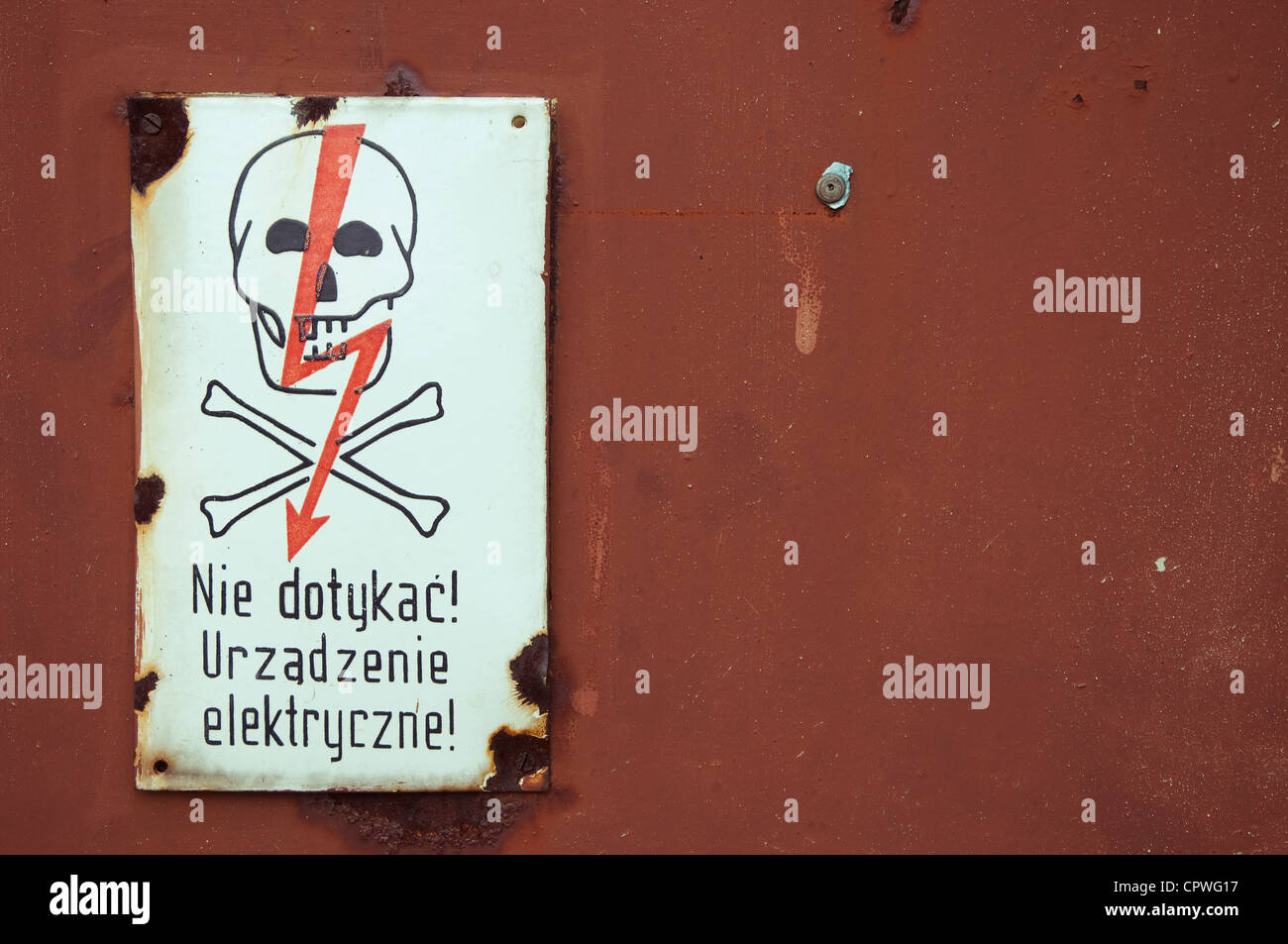 Polish warning sign Stock Photo - Alamy