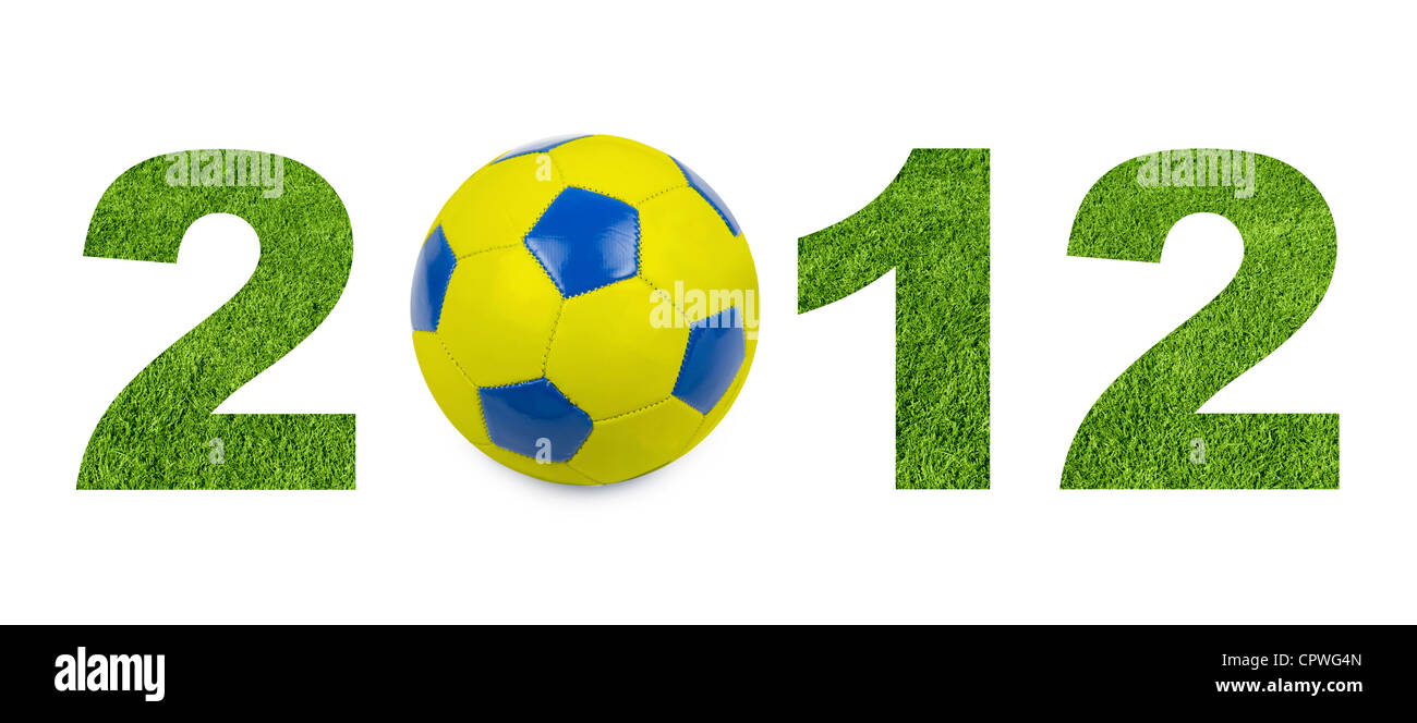 football 2012 championship from green grass texture Stock Photo - Alamy