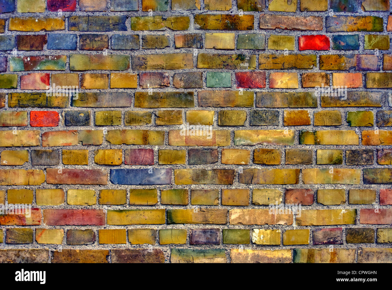 Colorful old brick wall, HDR photo Stock Photo - Alamy