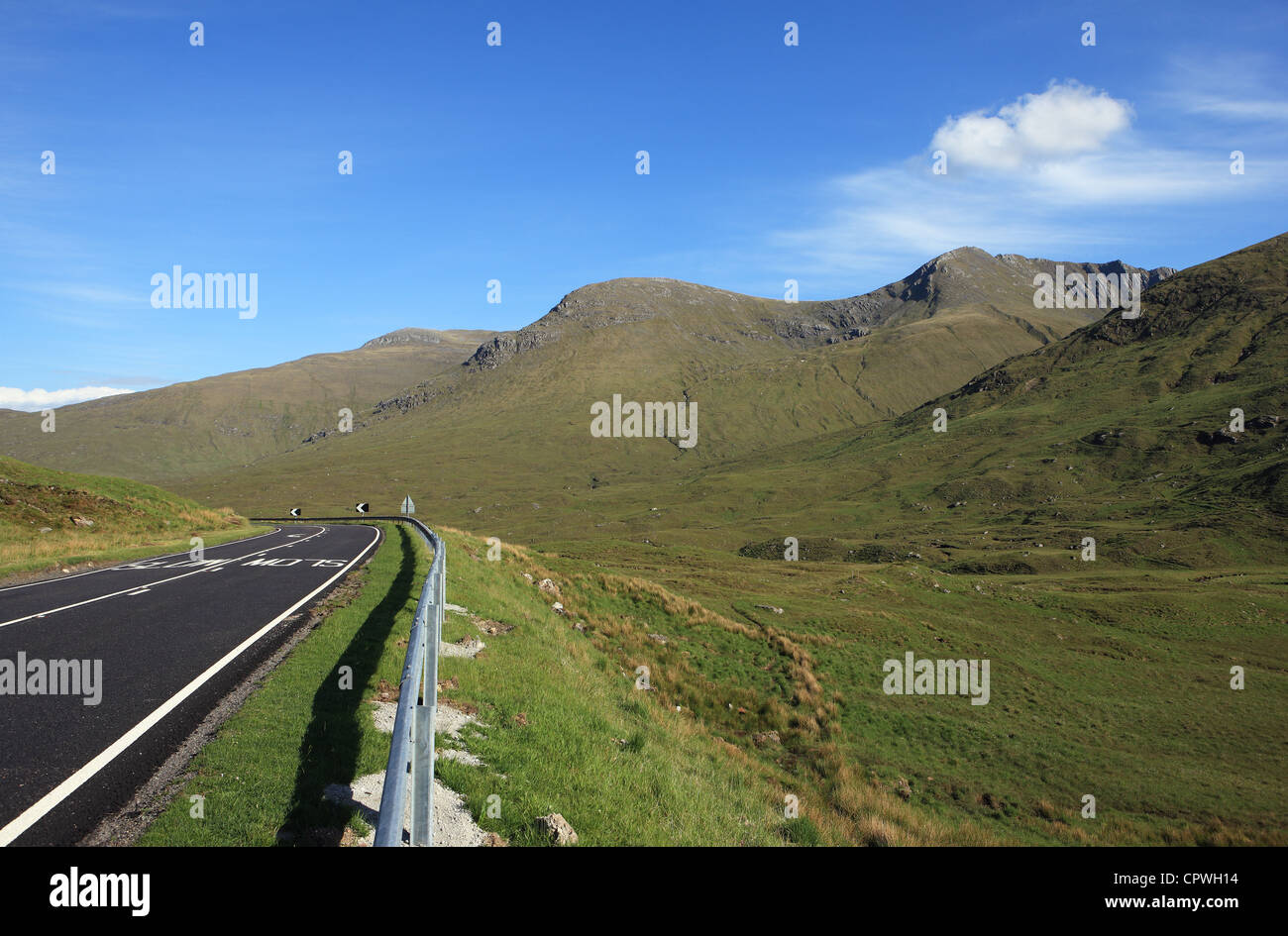 South Glen Shiel ridge from Glen Shiel and the A87 in the Highlands of ...