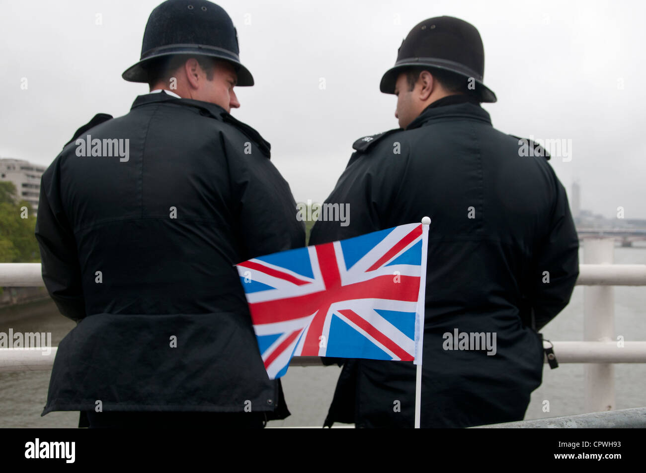 Queen Elizabeth Diamond Jubilee celebrations. Two policemen provide ...