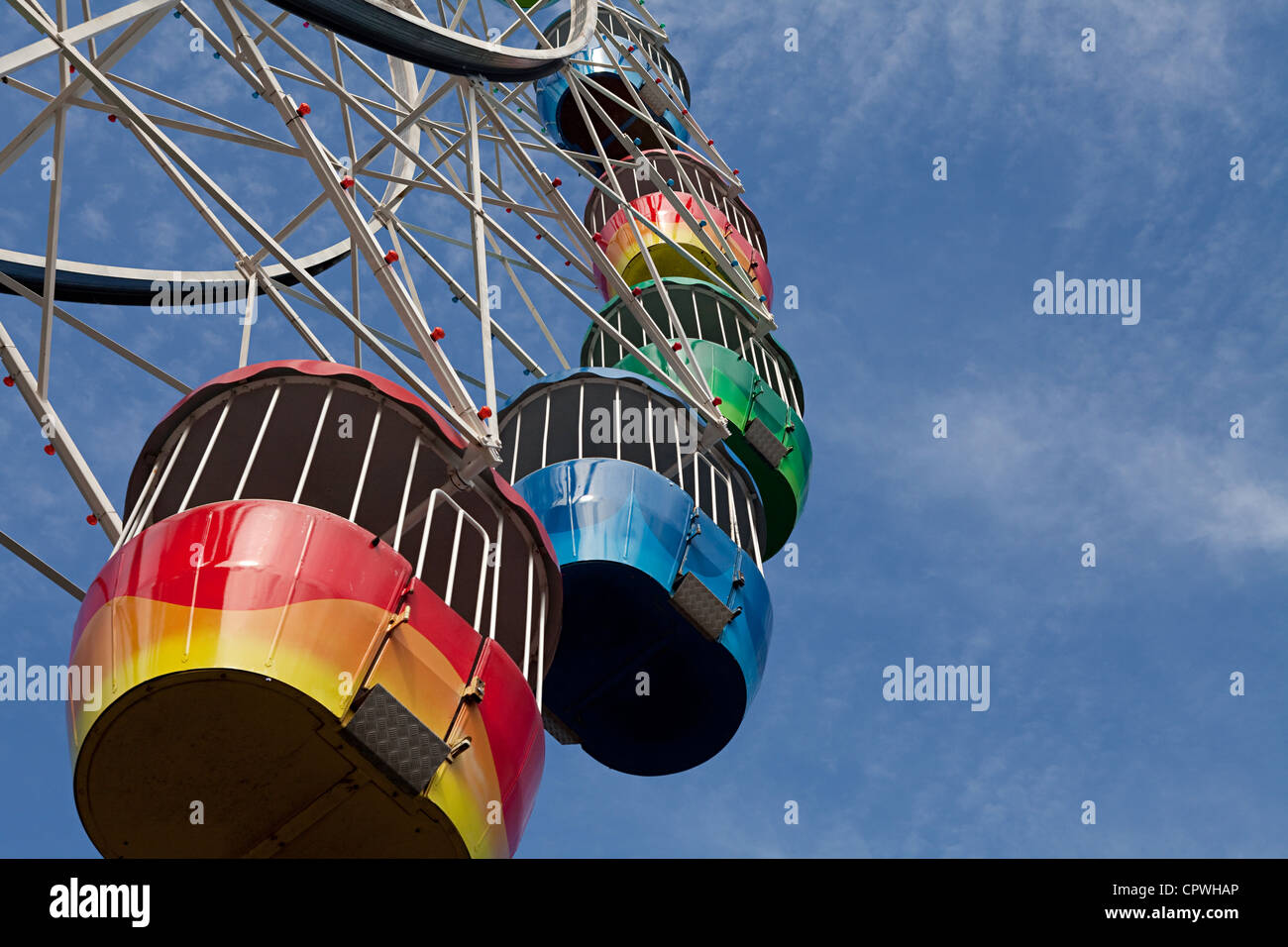 The Ferris wheel at Luna Park, Sydney photographed from below against a ...