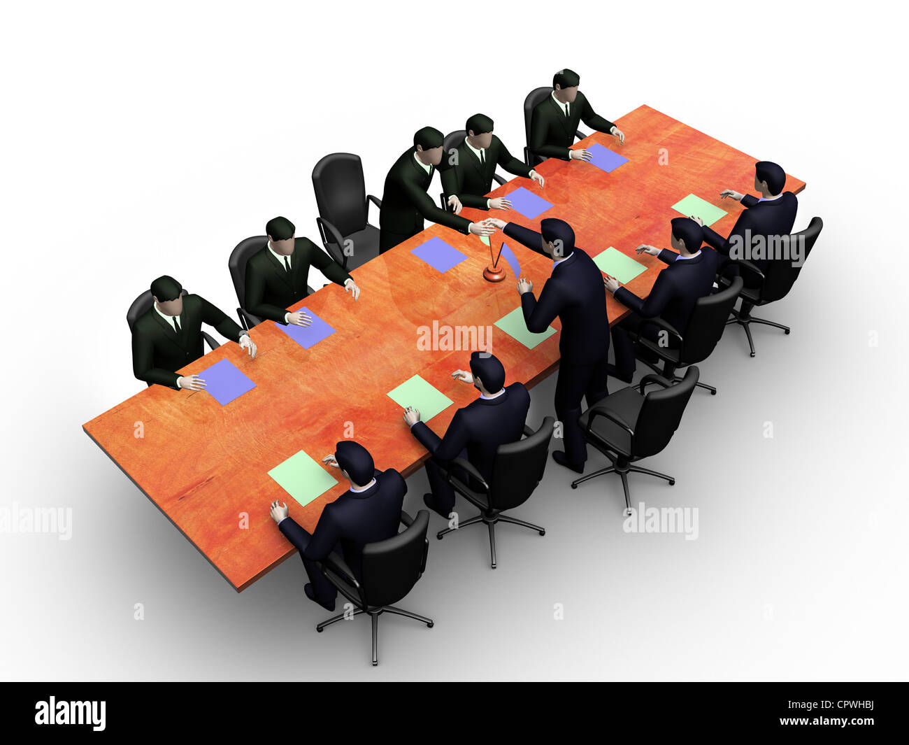 On 3d image two group of businessman on informal business meeting Stock ...