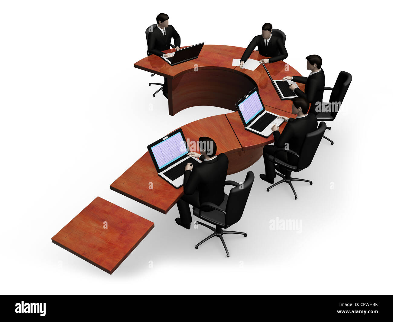 On 3d image render businessmans working of table ask Stock Photo - Alamy