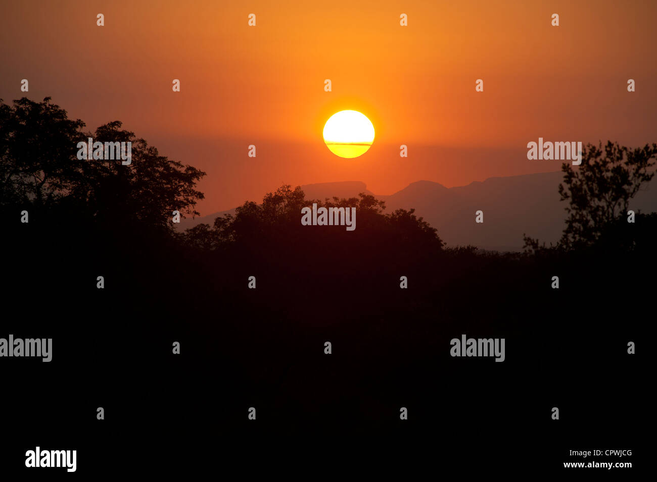 Sunset over Sabi Sand Game Reserve, Kruger, South Africa Stock Photo ...