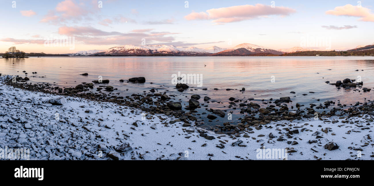 Loch Lomond at sunrise in winter scottish, highlands, Scotland, uk ...