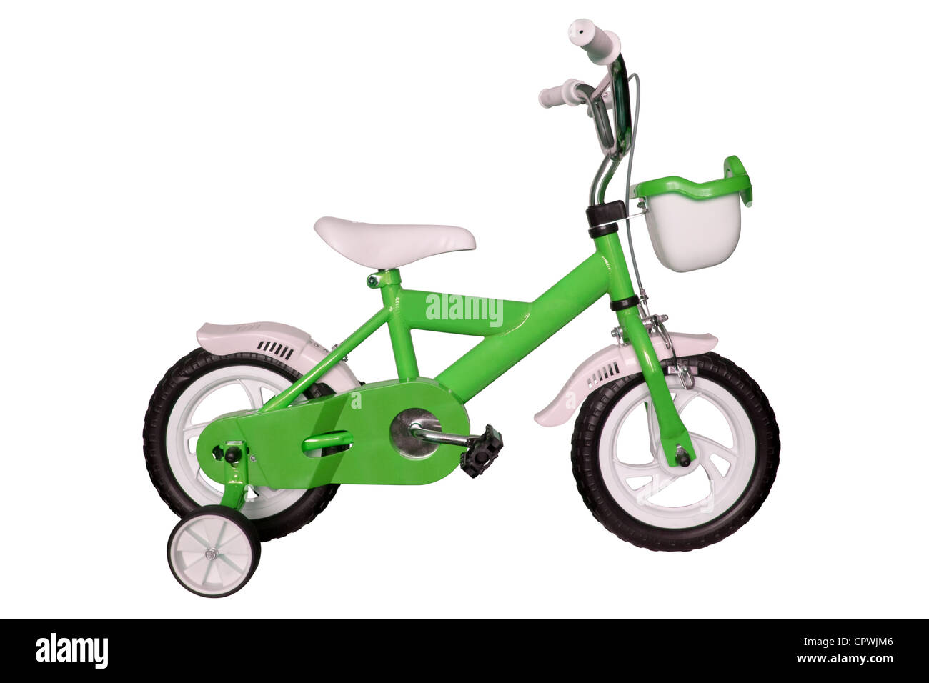 green children's bicycle isolated on white background Stock Photo - Alamy