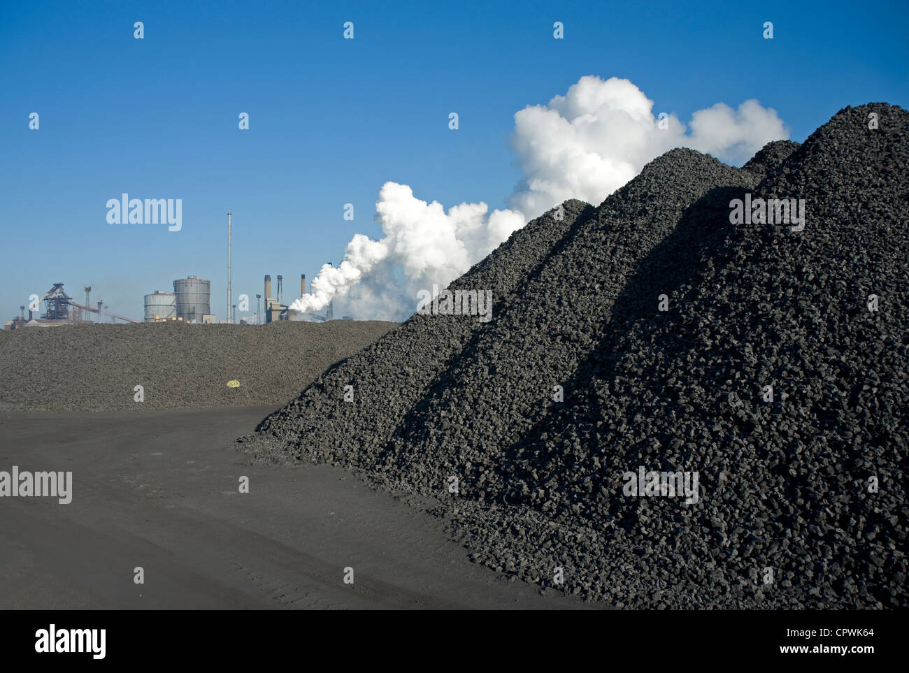Coke stock yards at the former British Steel works at Redcar, now ...
