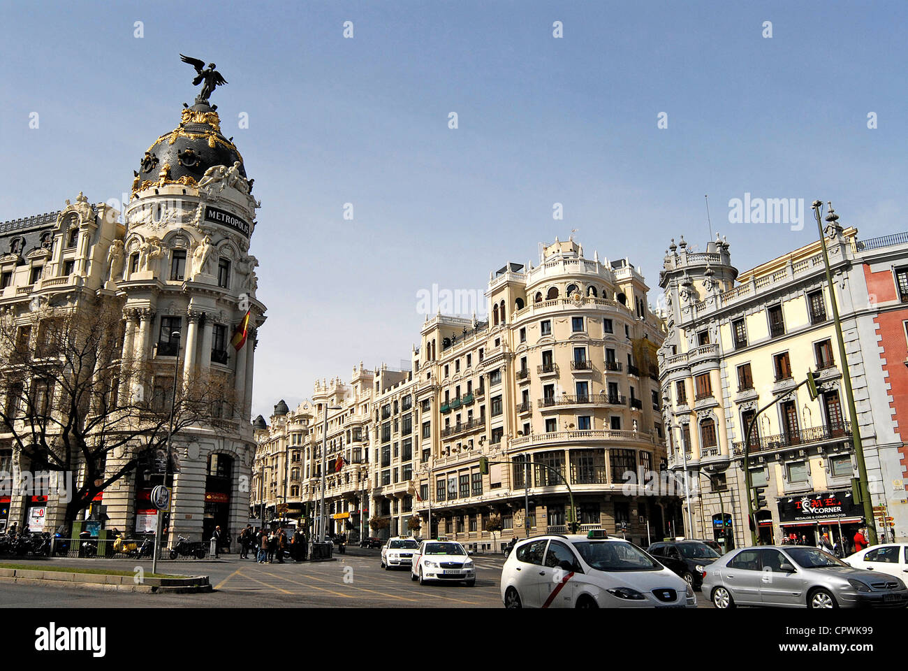 Street scene, Gran Via , Madrid , Spain Stock Photo - Alamy