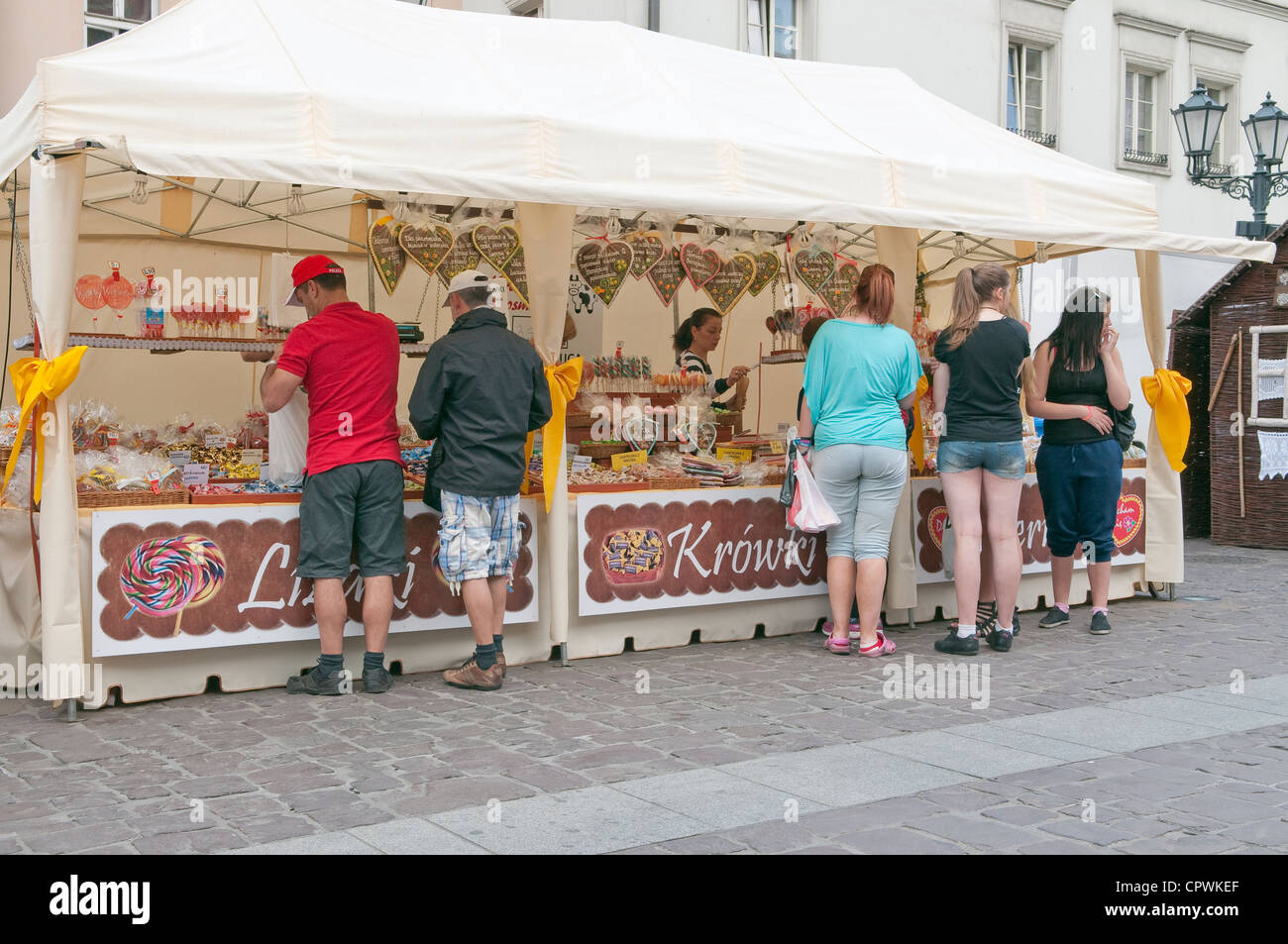 Sweets stall at Food and Wine Fair in Little Market Square, Krakow ...