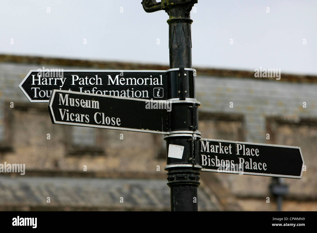 New Sign pointing the way to the Harry Patch Memorial in Wells Somerset ...
