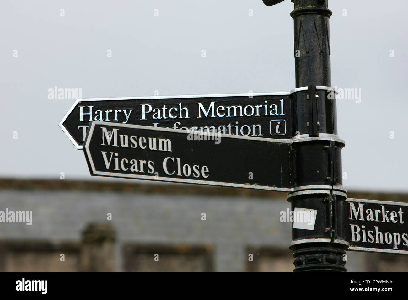 New Sign pointing the way to the Harry Patch Memorial in Wells Somerset ...