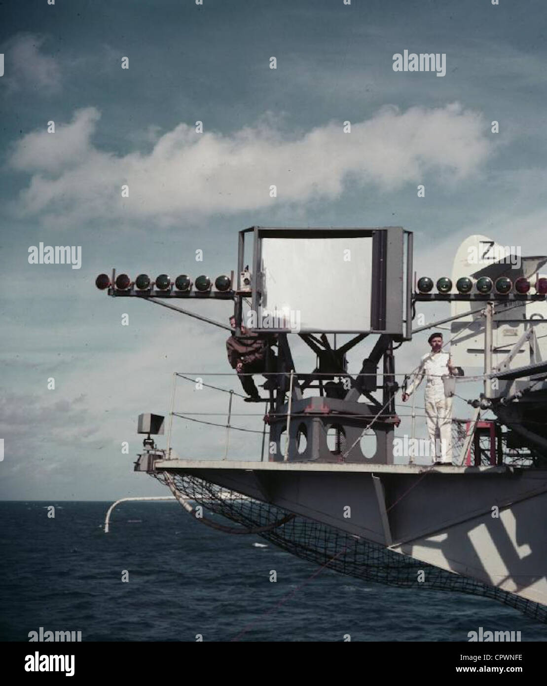 Mirror Deck Landing Sight on the Royal Navy aircraft carrier HMS ...