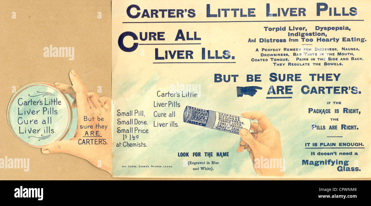 Chromolithographed advertisement for Carter's Little Liver Pills Stock ...